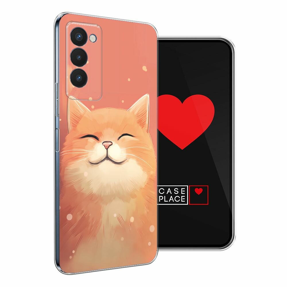 Чехол на Tecno Camon 18P / Техно Камон 18Р с принтом "Довольный рыжий котик" — фото 1
