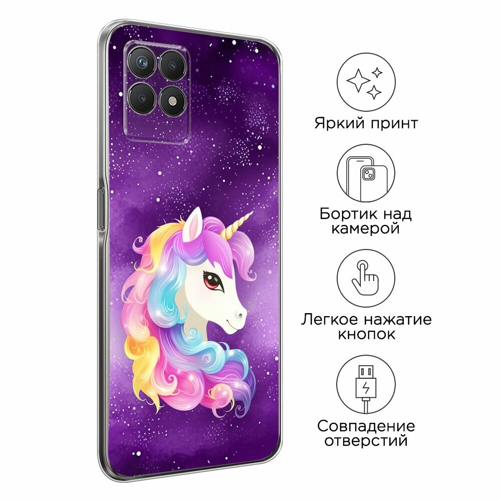 Чехол на Realme 8i / Реалми 8i с принтом "Кудрявый единорог" — фото 1