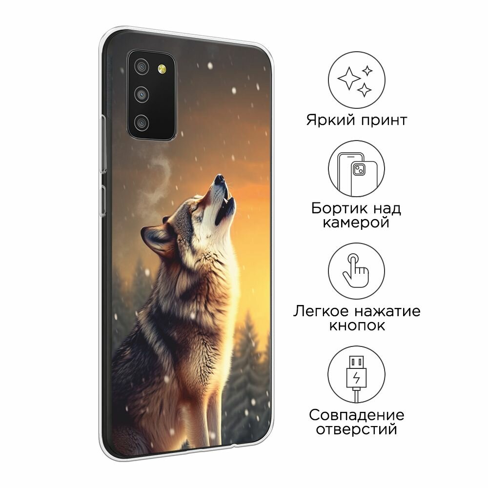 Чехол на Samsung Galaxy A02s / Самсунг Галакси A02s с принтом "Воющий волк" — фото 1