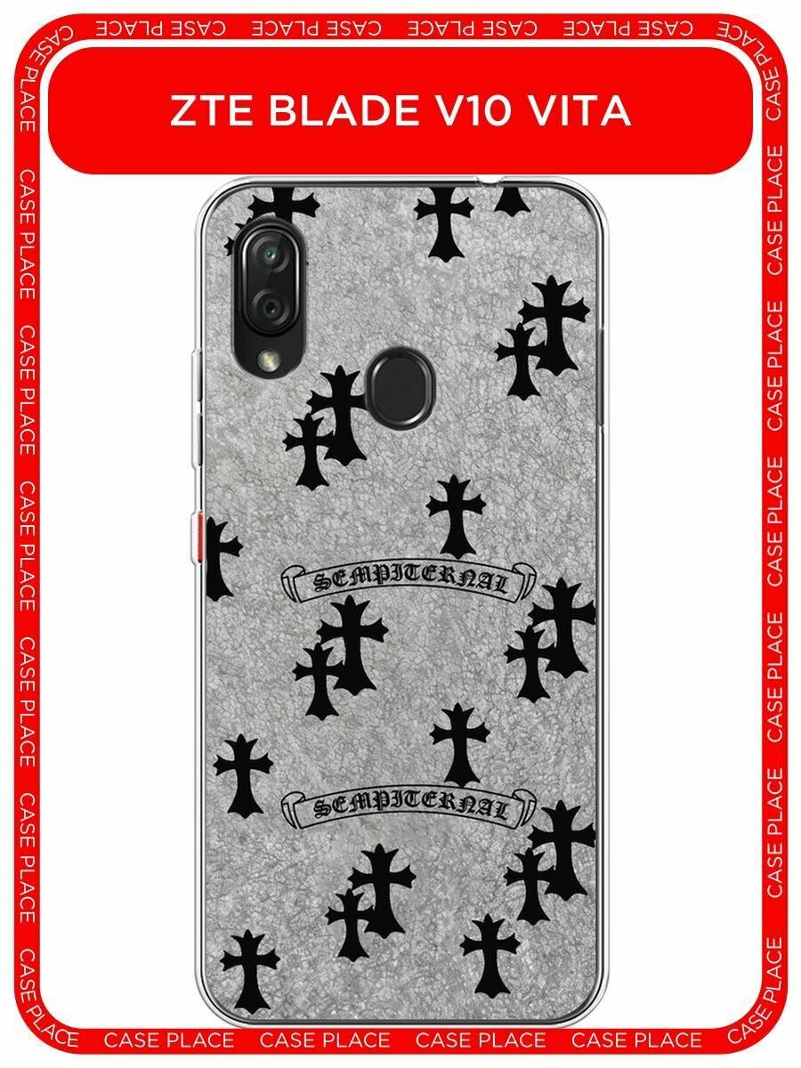 Чехол на ZTE Blade V10 Vita / ЗТЕ Блейд V10 Вита с принтом "Кресты паттерн 3"