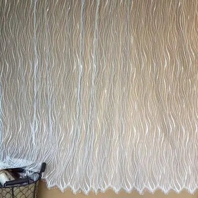 Кружевная ткань с ресницами 3 метра белый/черный, White, 3meter price