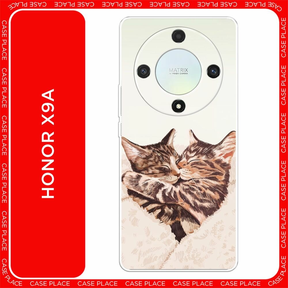 Чехол на Honor X9A / Хонор X9A с принтом "Влюбленные котейки - 14 февраля"