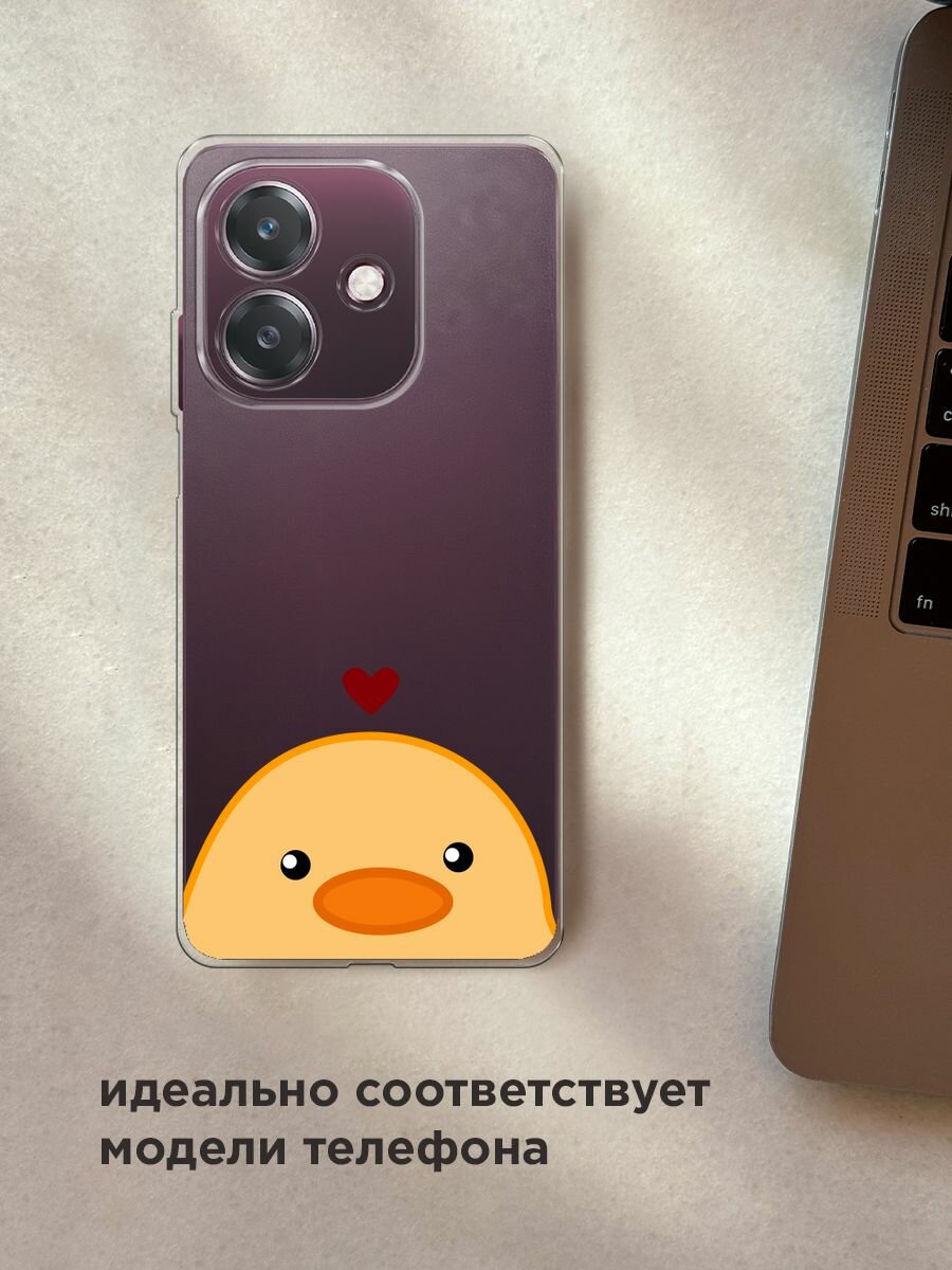 Чехол на Oppo A3/A3x / Оппо А3/A3x с принтом "Влюблённая уточка - 14 февраля", прозрачный — фото 1