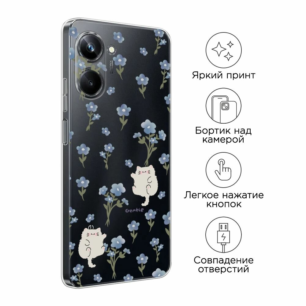 Чехол на Realme 10 Pro / Реалми 10 Про с принтом "Gentle cats", прозрачный — фото 1