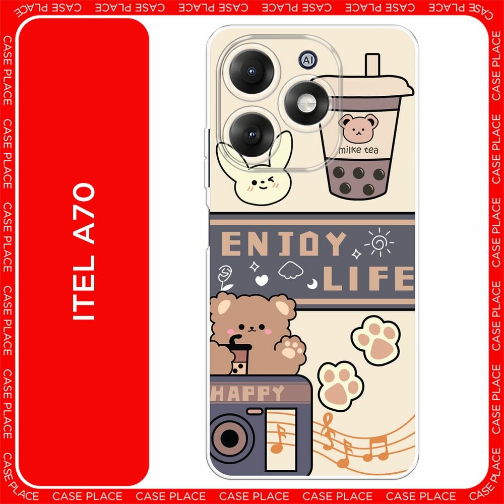 Силиконовый чехол на Itel A70 / Ител А70 с принтом "Enjoy life 1"