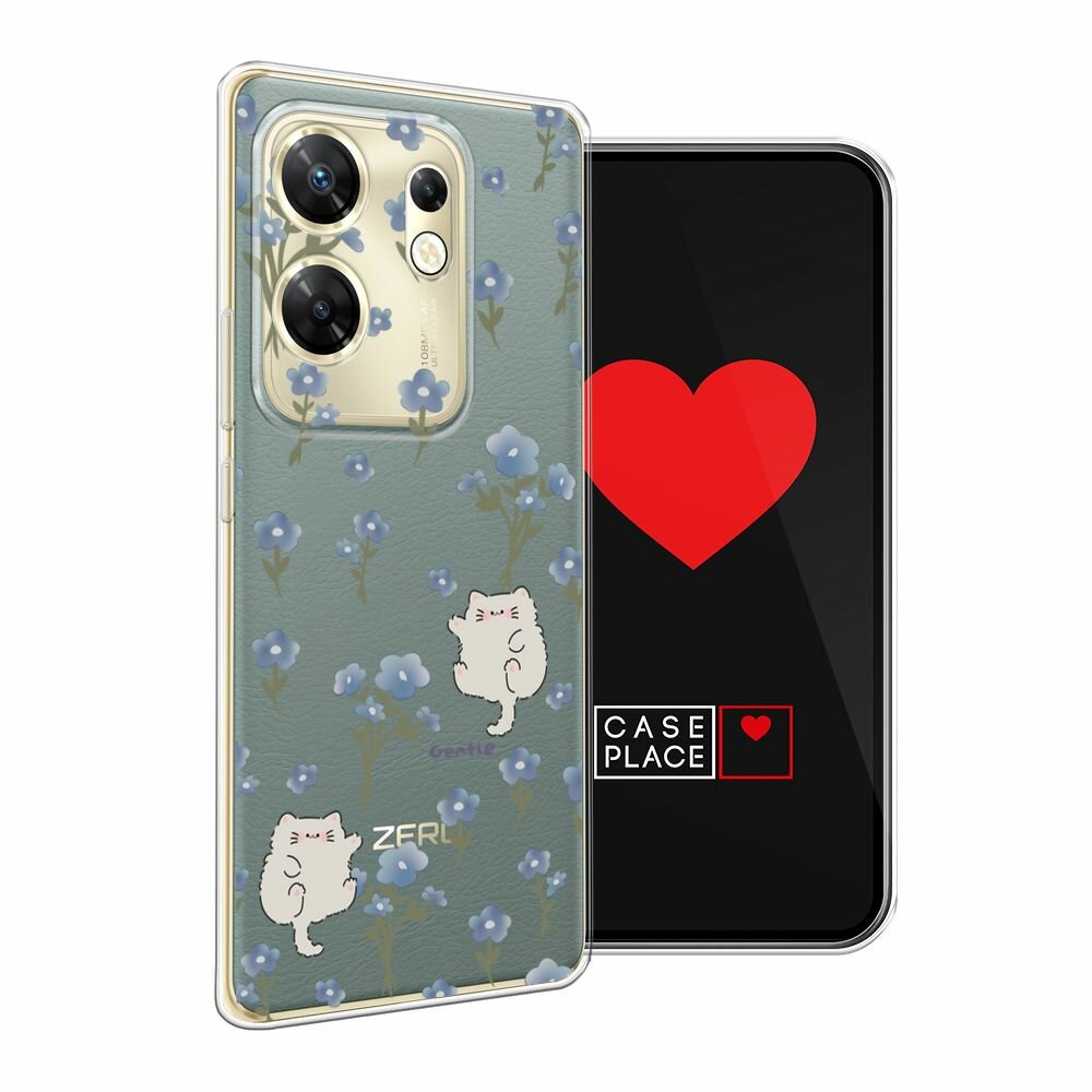 Чехол на Infinix Zero 30 4G / Инфиникс Зеро 30 4G с принтом "Gentle cats", прозрачный — фото 1