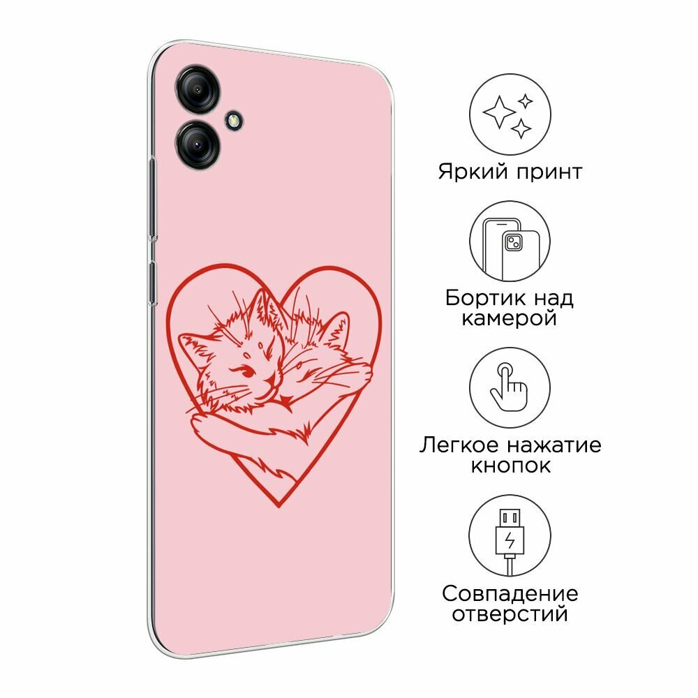 Чехол на Samsung Galaxy A04e / Самсунг A04e с принтом "Влюблённые котики рисунок 1 - 14 февраля" — фото 1
