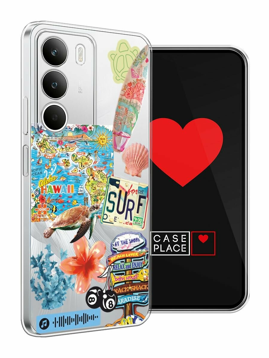 Чехол на Realme C71/P3 Lite 4G / Реалми С71/P3 Лайт 4G с принтом "Summer collage", прозрачный — фото 1