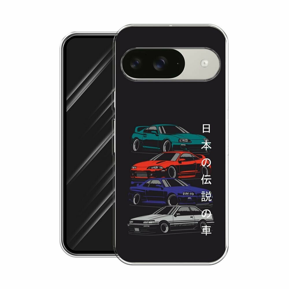 Чехол на Google Pixel 9 / Гугл Пиксель 9 с принтом "JDM Legend cars" — фото 1