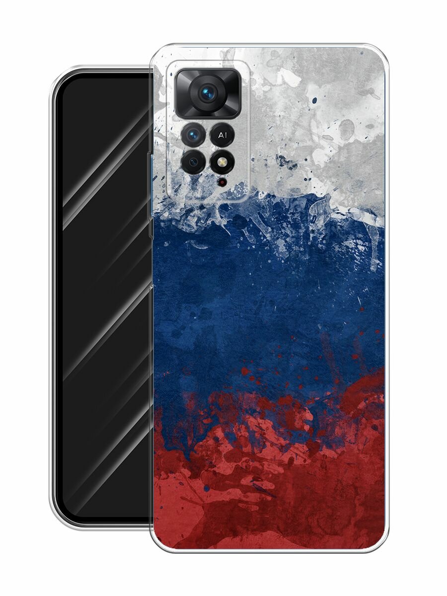 Чехол на Xiaomi Redmi Note 11E Pro / Сяоми Редми Нот 11E Pro Про с принтом "Флаг России неровный" — фото 1