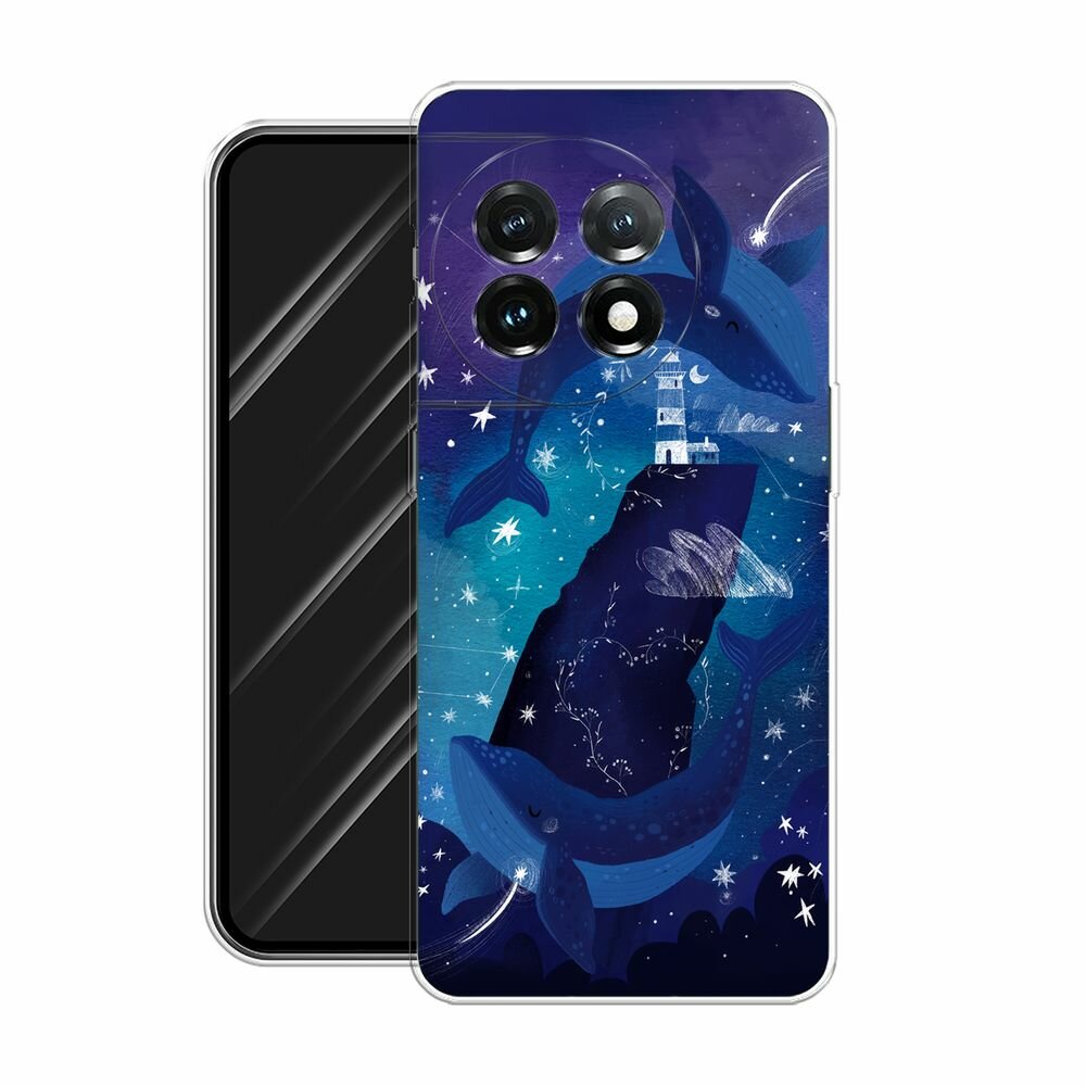 Силиконовый чехол на OnePlus 11 / Ван Плас 11 с принтом "Ночные киты" — фото 1