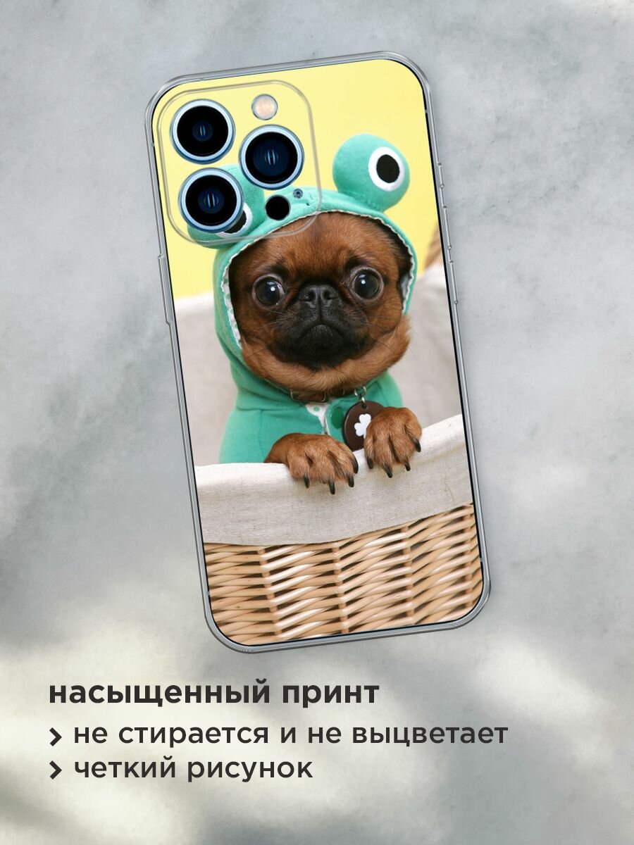 Чехол на Apple iPhone 13 Pro / Айфон 13 Про с принтом "Собачка в шапке лягушки" — фото 1
