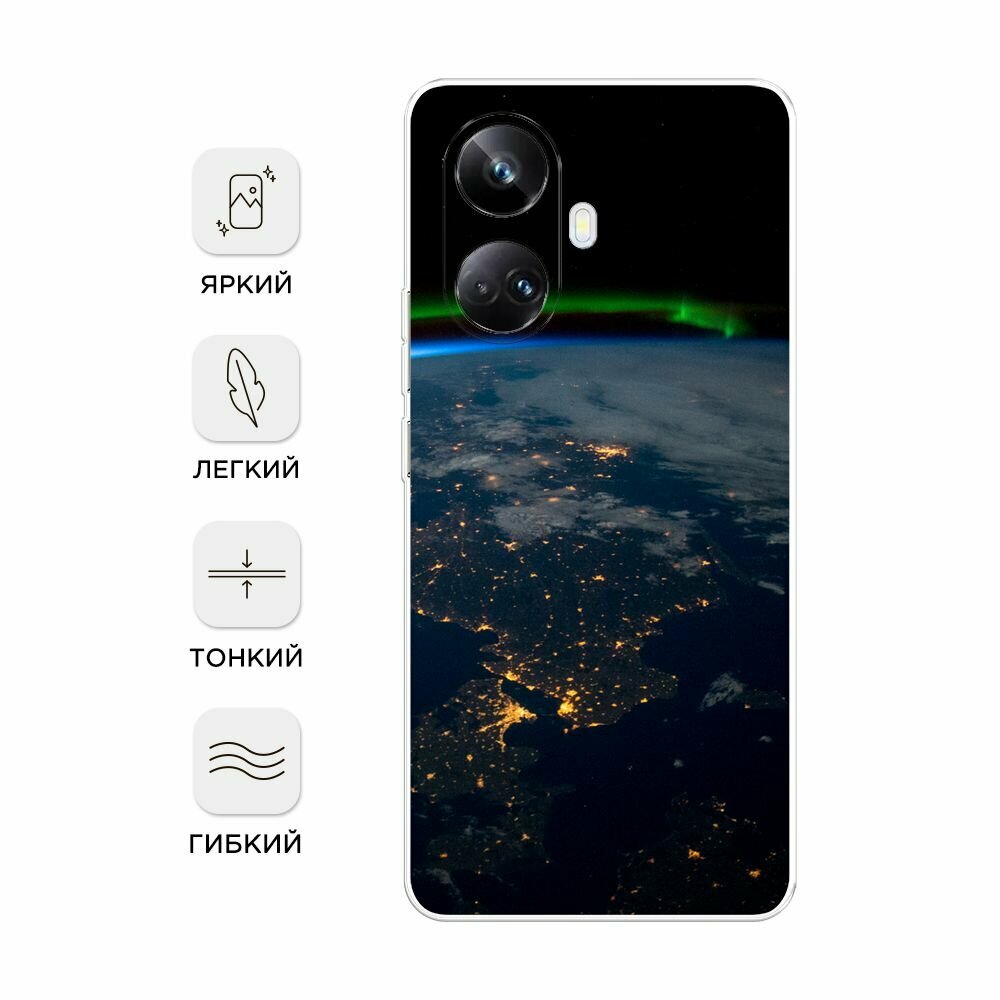 Чехол на Realme 10 Pro+ / Реалми 10 Про+ с принтом "Земля из космоса" — фото 1