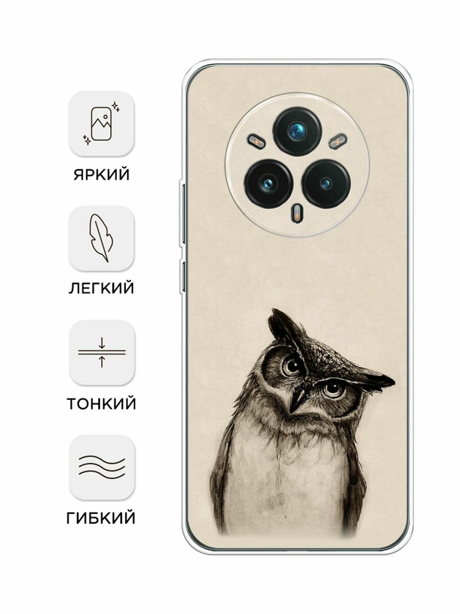 Силиконовый чехол на Realme 14 Pro / Реалми 14 Про с принтом "Сова" — фото 1