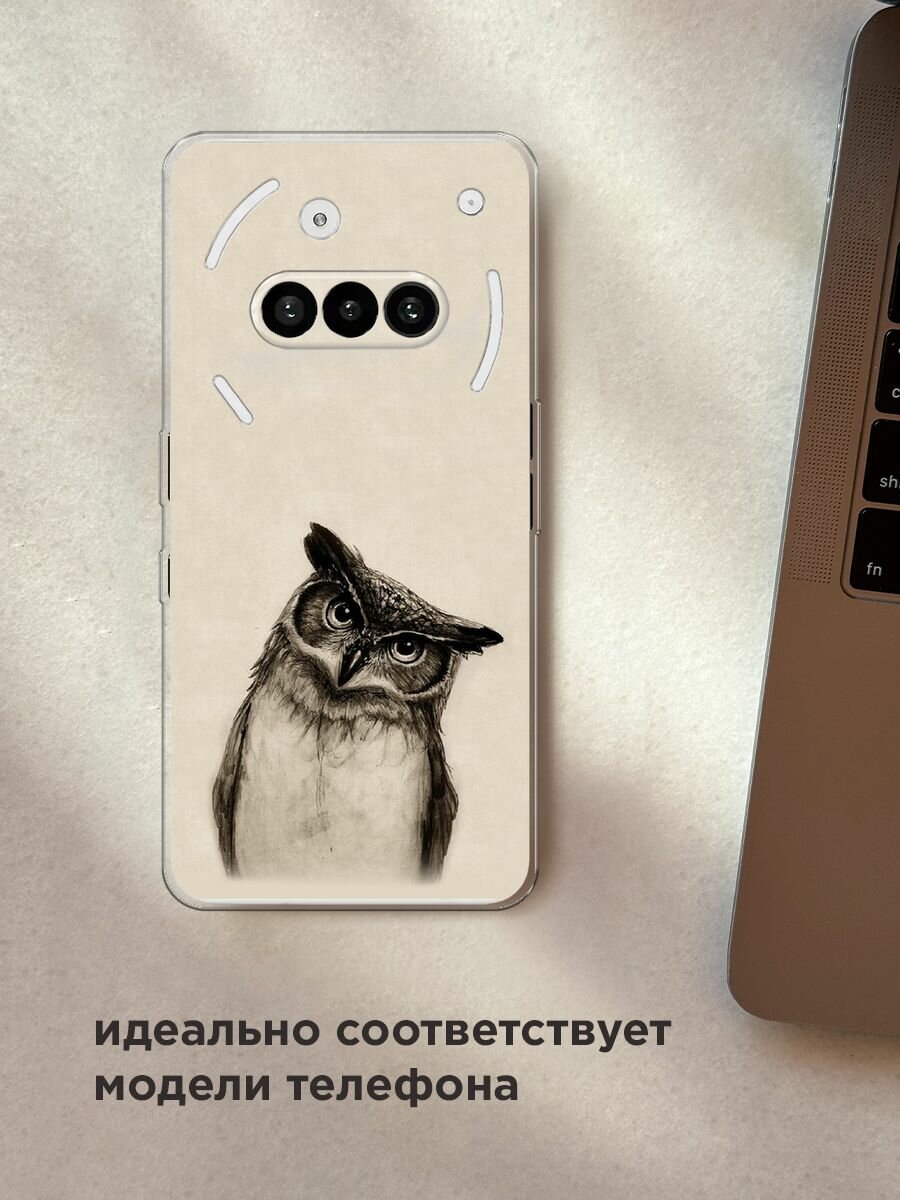 Силиконовый чехол на Nothing Phone 3a / Нотинг Фон 3а с принтом "Сова" — фото 1