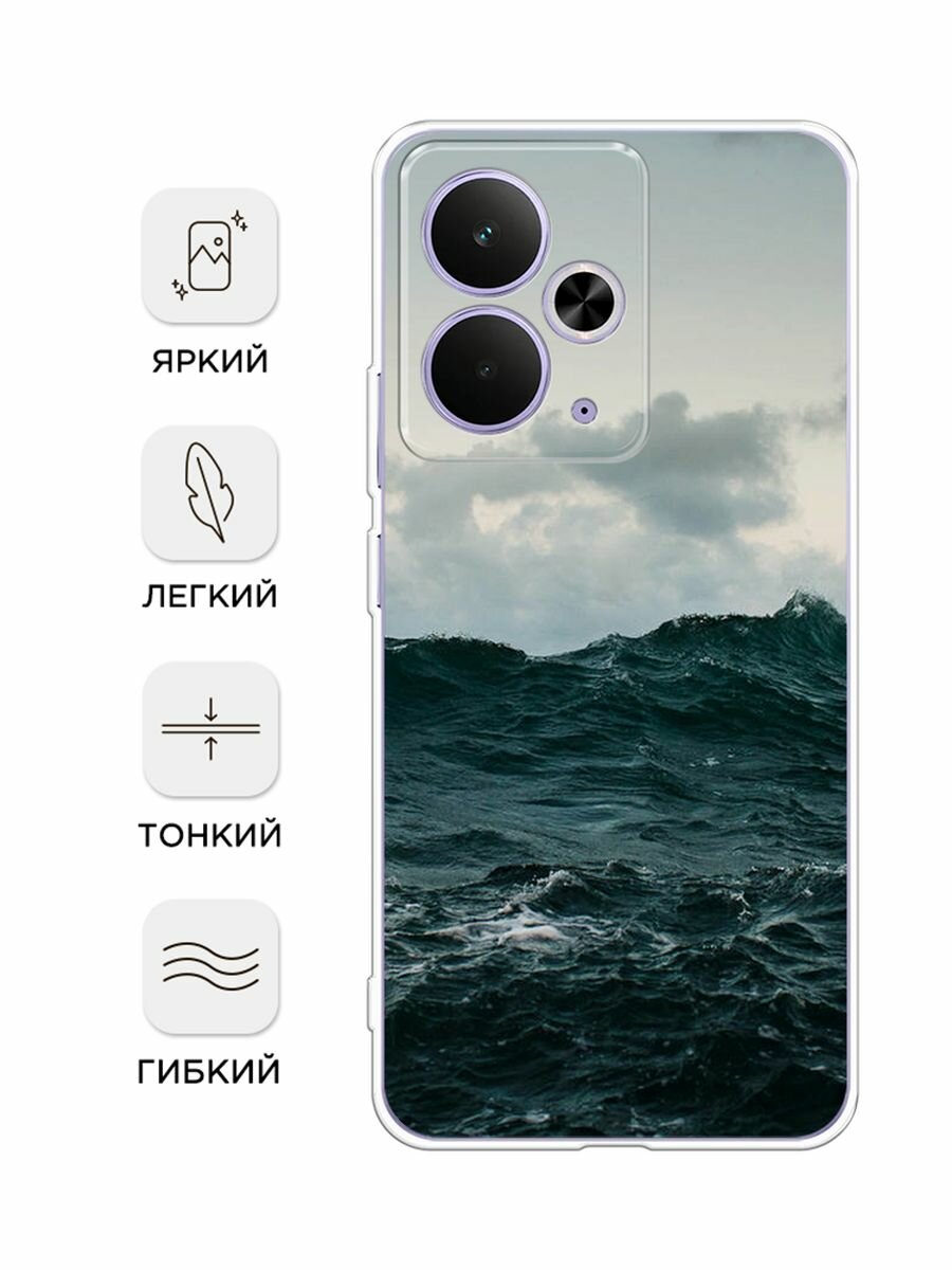 Силиконовый чехол на Realme 14T / Реалми 14Т с принтом "Волны 11" — фото 1