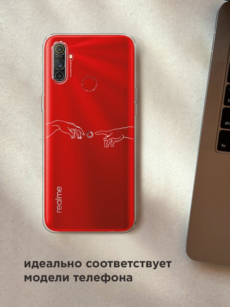 Чехол на Realme C3 / Реалми C3 с принтом "Загрузка творения", прозрачный — фото 1