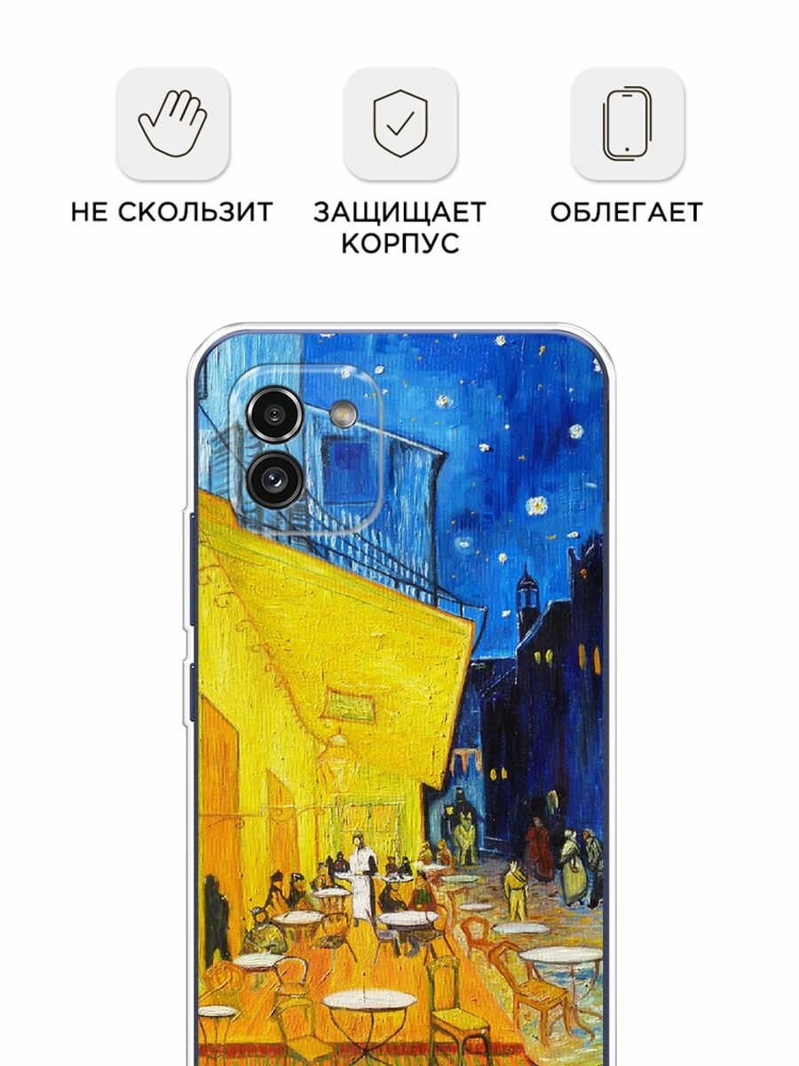 Чехол на Samsung Galaxy A03 / Самсунг Галакси А03 с принтом "Ван Гог Желтый дом" — фото 1