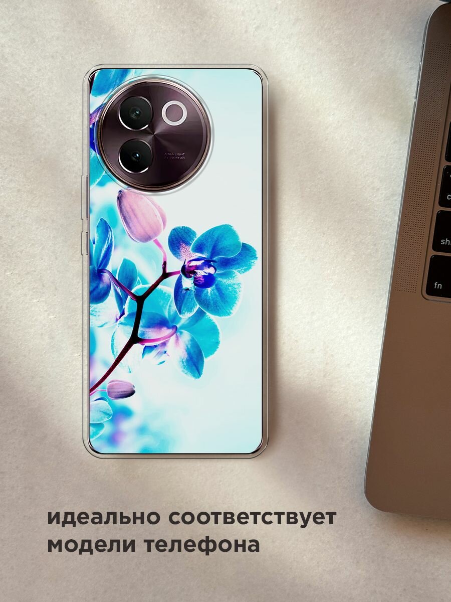Силиконовый чехол на Vivo V30e / Виво В30е с принтом "Голубая орхидея" — фото 1
