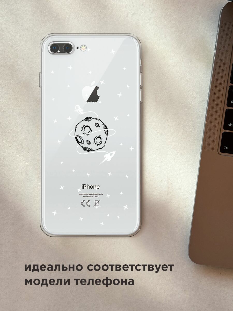 Чехол на Apple iPhone 7 Plus / Айфон 7 Плюс с принтом "Полет вокруг луны", прозрачный — фото 1