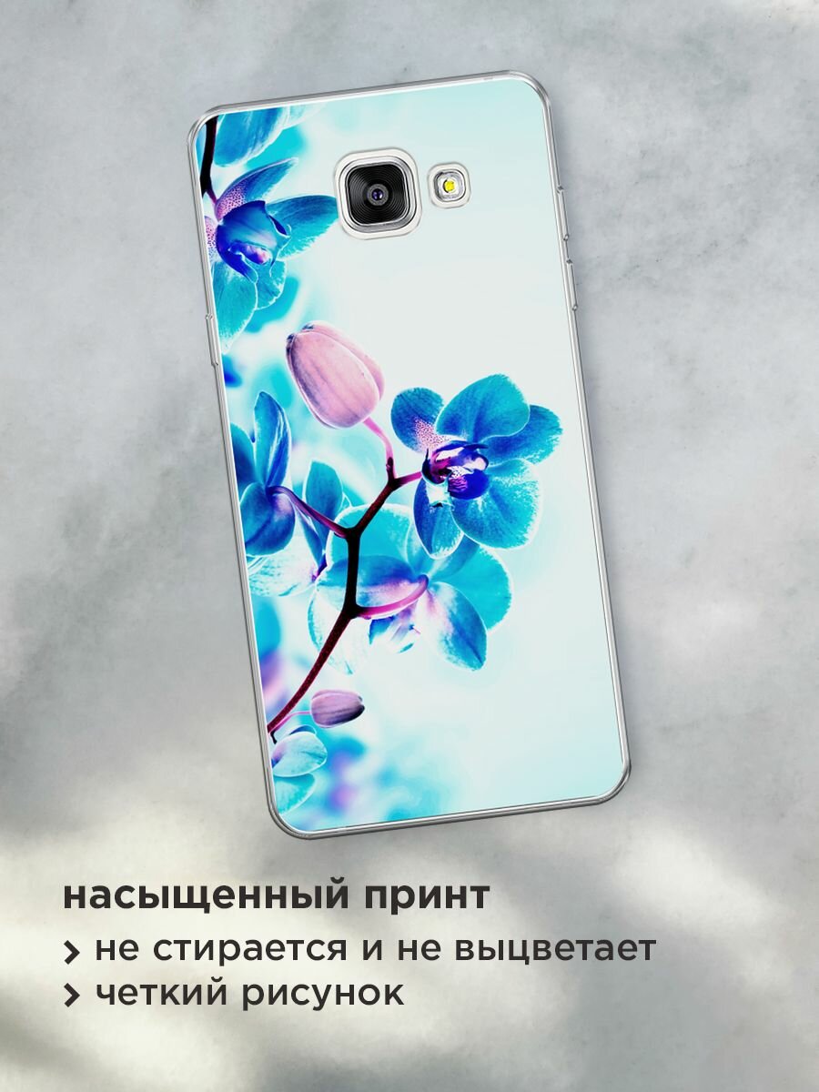 Чехол на Samsung Galaxy A5 2016 / Самсунг Галакси А5 2016 с принтом "Голубая орхидея" — фото 1