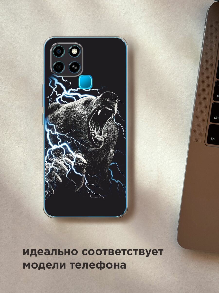 Чехол на Infinix Smart 6 / Инфиникс Смарт 6 с принтом "Гроза и медведь" — фото 1