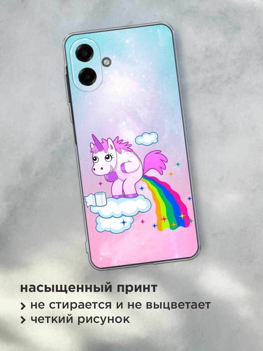 Чехол на Samsung Galaxy A07 / Самсунг А07 с принтом "Единорог какает" — фото 1