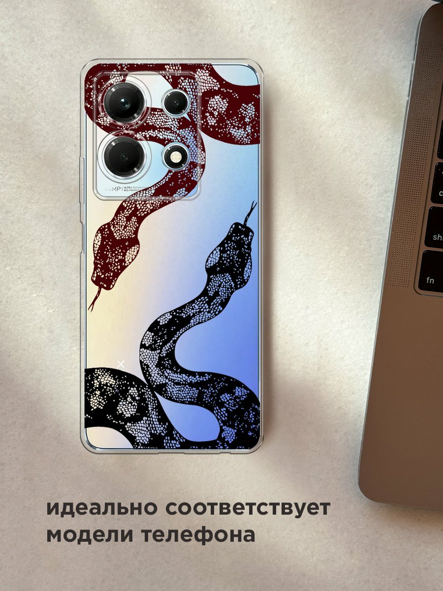 Чехол на Infinix Note 30 4G / Инфиникс Нот 30 4G с принтом "Силуэты змей 2", прозрачный — фото 1