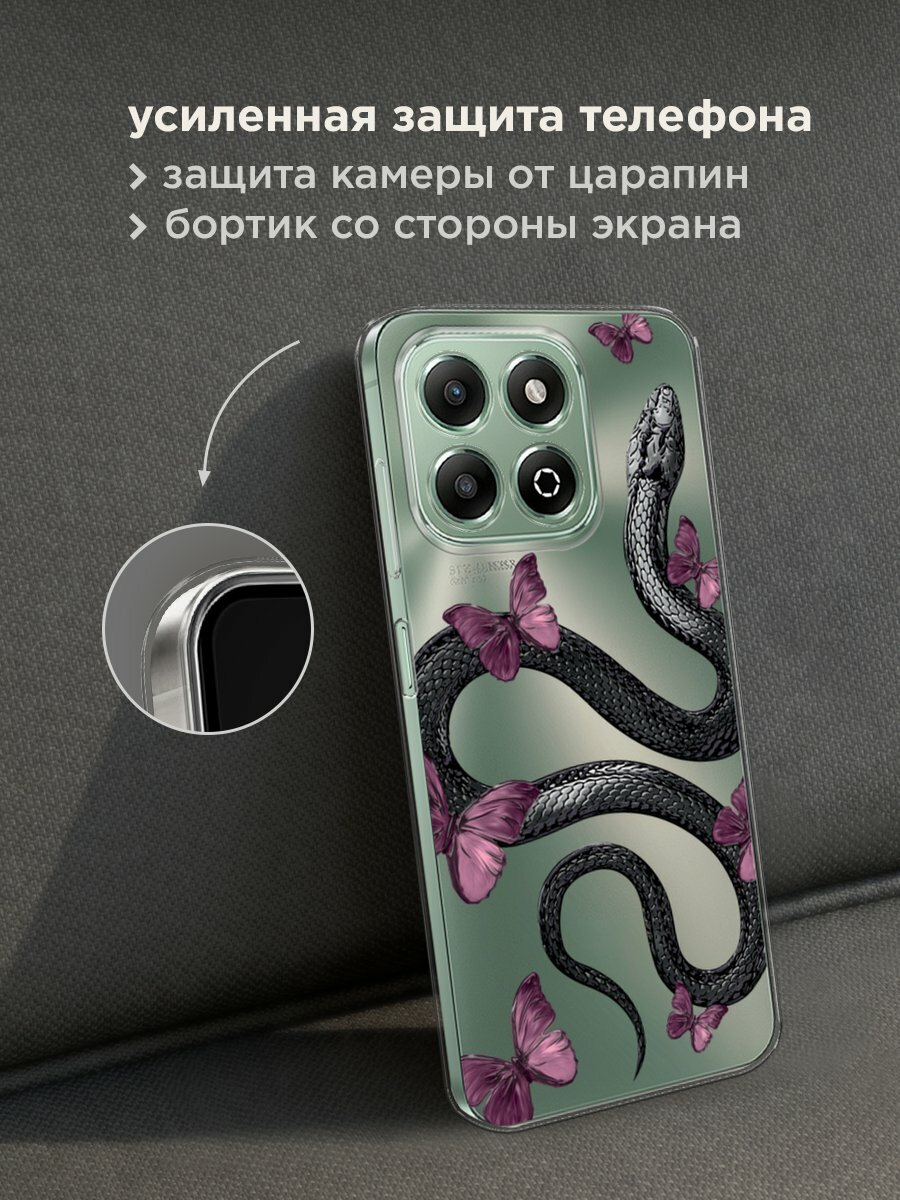 Чехол на Honor X6b / Хонор X6b с принтом "Snake and butterflies 2" — фото 1