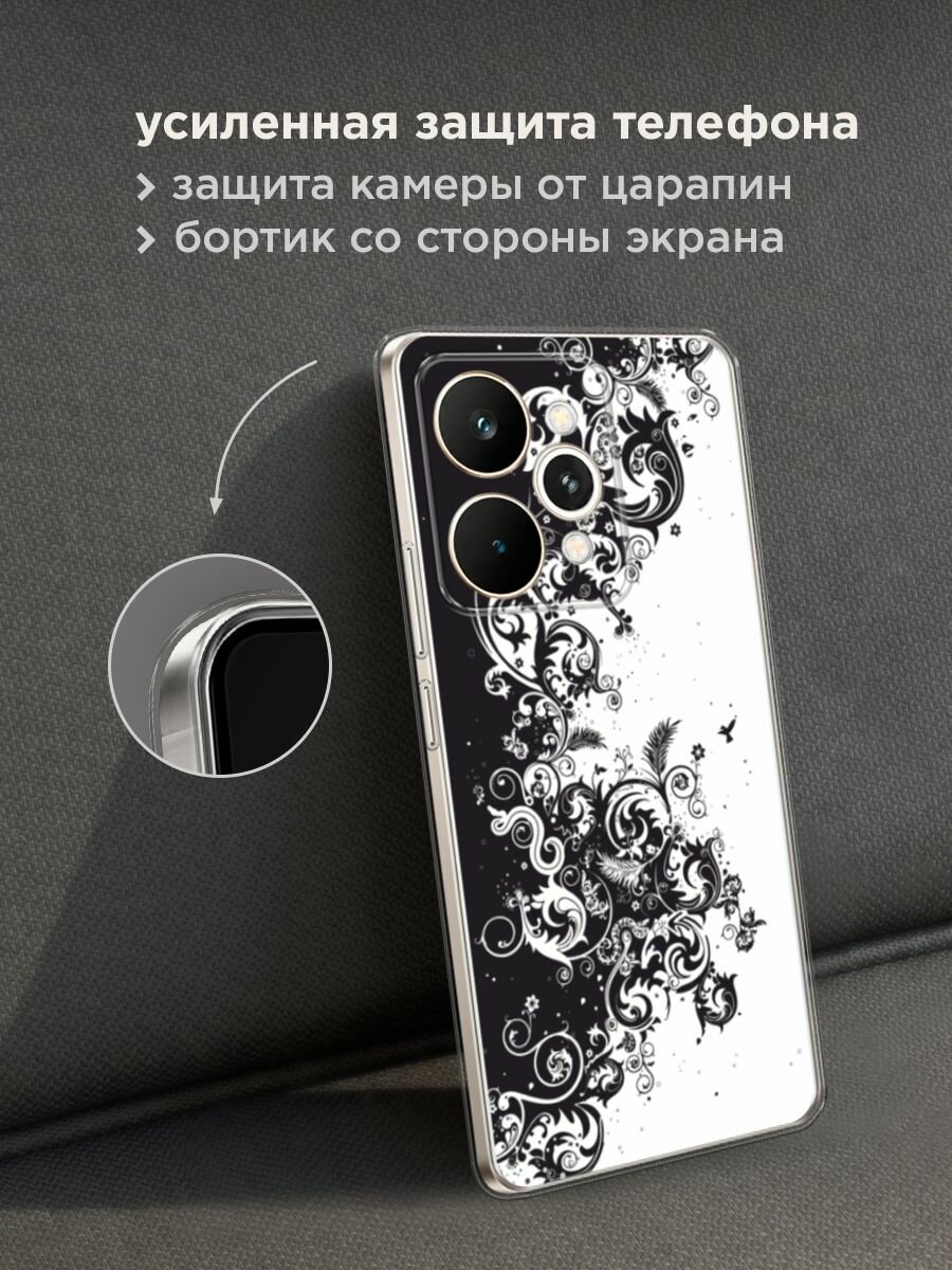 Чехол на Realme 15 Pro / Реалми 15 Про с принтом "Черно белый узор" — фото 1