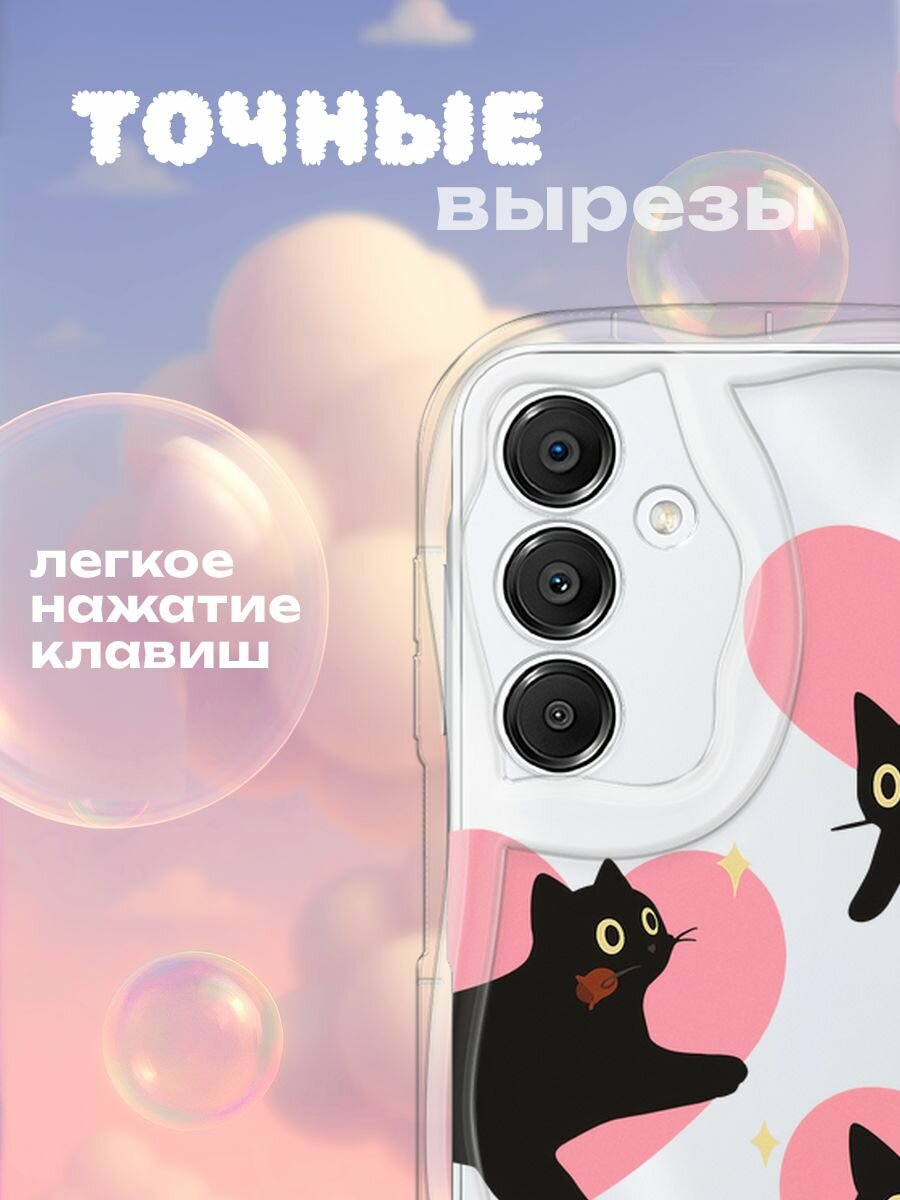 Чехол на Samsung Galaxy A16 / Самсунг А16 с принтом "Котики с розой" — фото 1