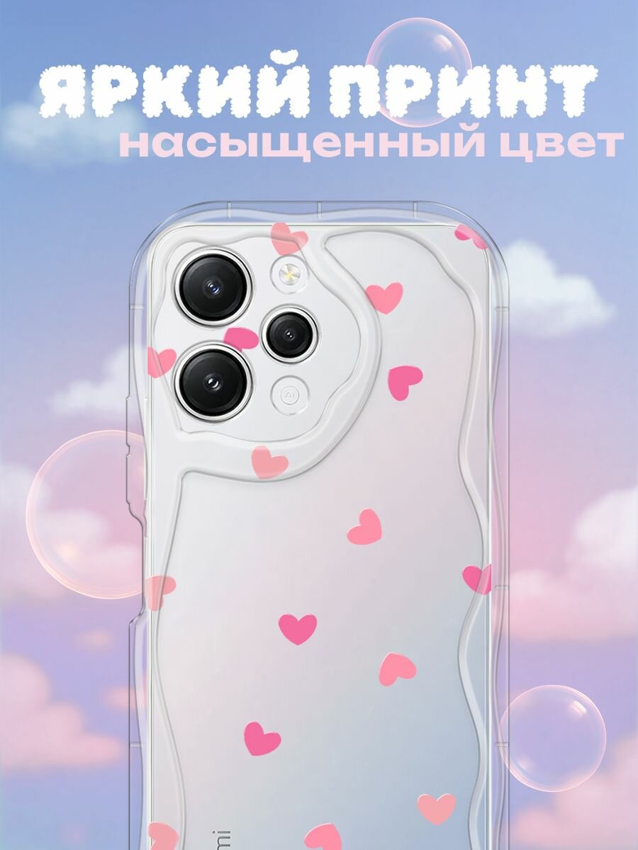 Чехол на Xiaomi Redmi 12 / Редми 12 с принтом Паттерн разные срдечки — фото 1