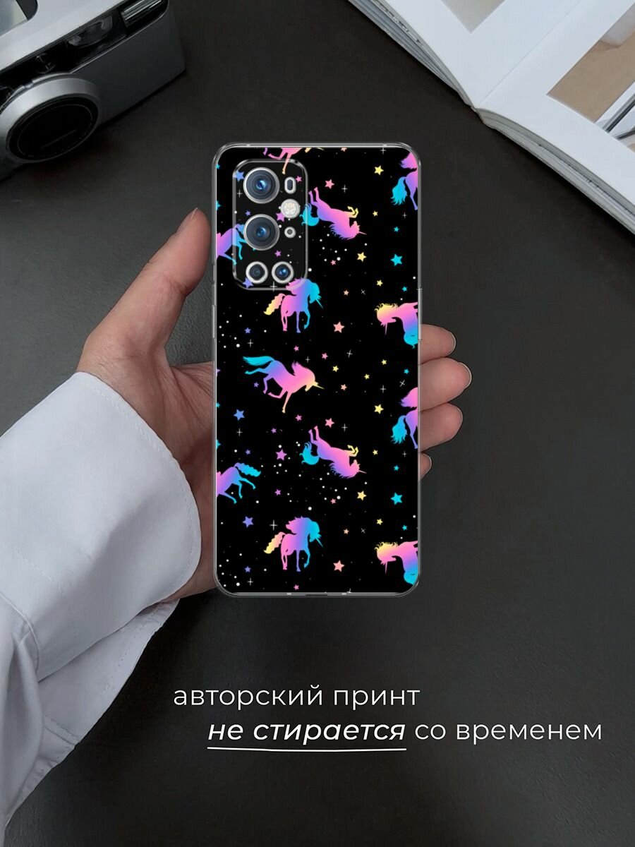Чехол на OnePlus 9 Pro / ВанПлас 9 Про с принтом "Единороги градиент" — фото 1