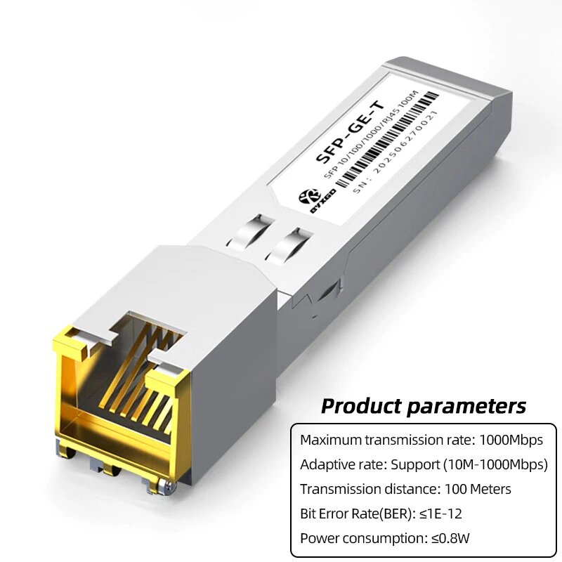 BYXGD Модуль RJ45 SFP адаптивная скорость 1G -100m