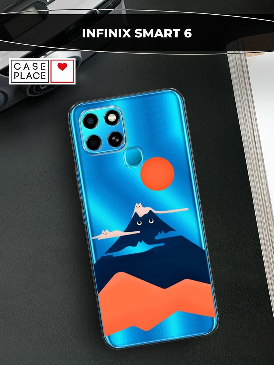 Чехол на Infinix Smart 6 / Инфиникс Смарт 6 с принтом "Кот-гора", прозрачный