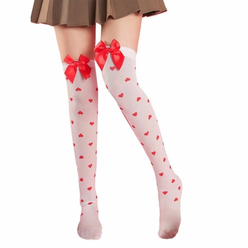 Любовные Чулки на День Святого Валентина-Белые Носочки С Маленьким Любовным Бантиком