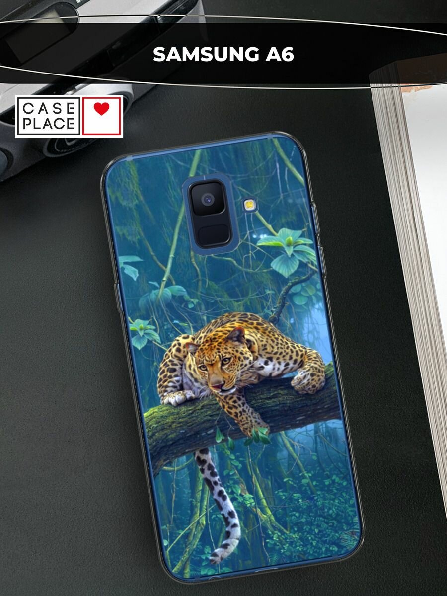 Чехол на Samsung Galaxy A6 / Самсунг Галакси А6 с принтом "Леопард охотник"