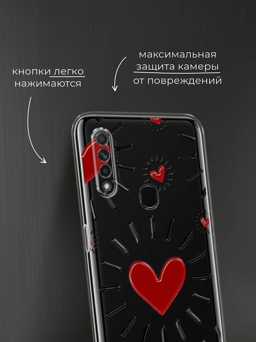 Чехол на Oppo A31 / Оппо А31 с принтом "Бордовые сердца паттерн" — фото 1