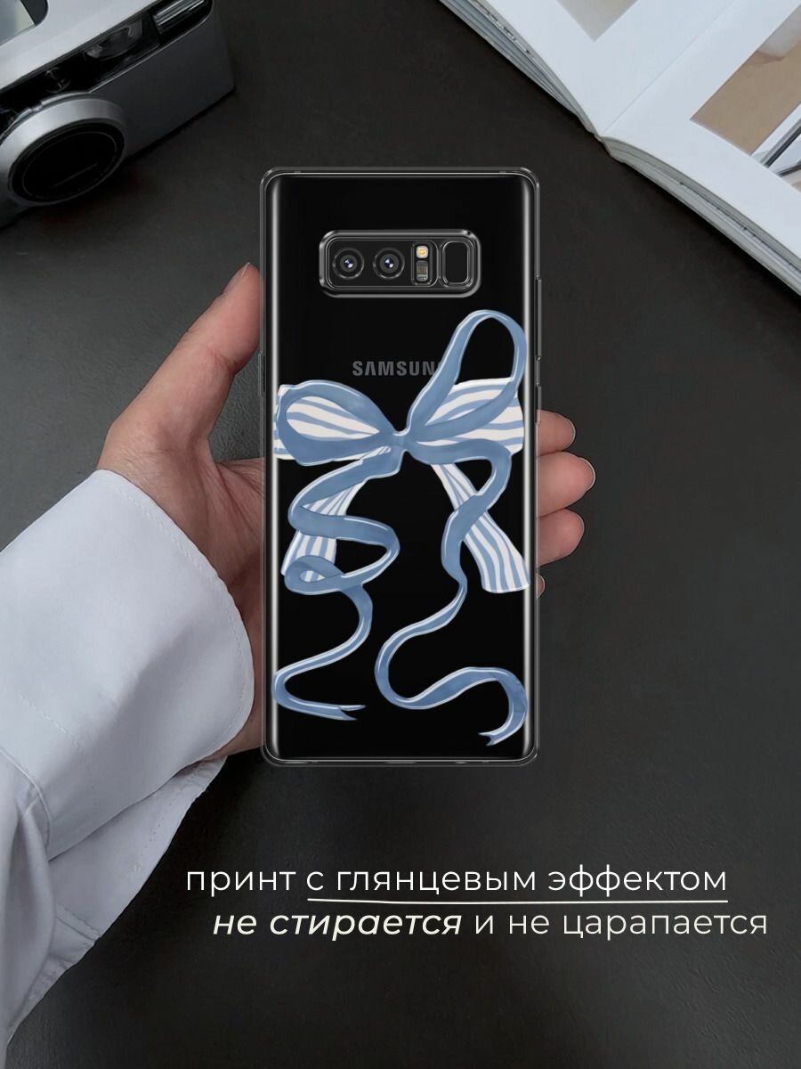 Чехол на Samsung Galaxy Note 8 / Самсунг Галакси Нот 8 с принтом "Полосатый голубой бант 2" — фото 1