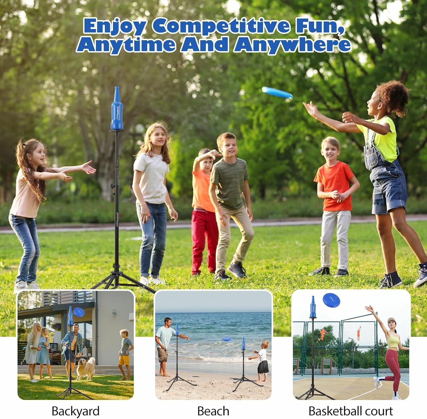 Набор для фрисби с опорой: игра на открытом воздухе для всей семьи, метание дисков на лужайке
