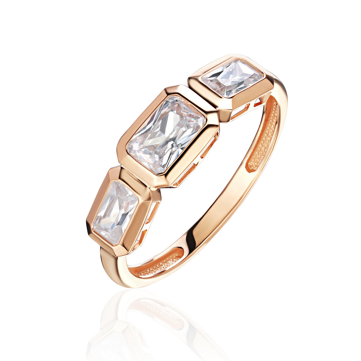 Кольцо, красное золото, 585 проба, фианит