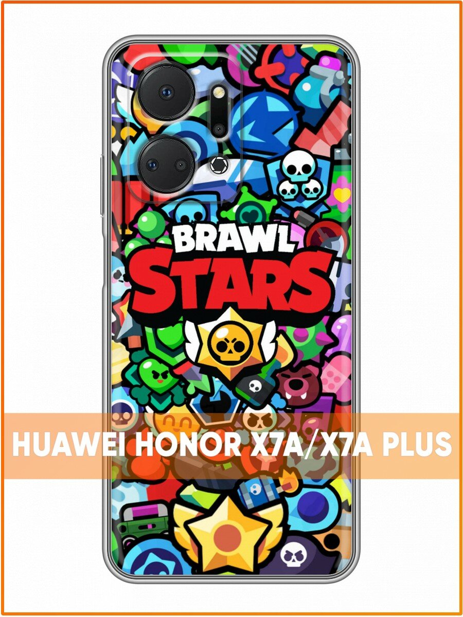 Чехол для Honor X7a, Honor X7a Plus с принтом для мальчиков Brawl Stars (Хонор х7а, Хонор х7а плюс)