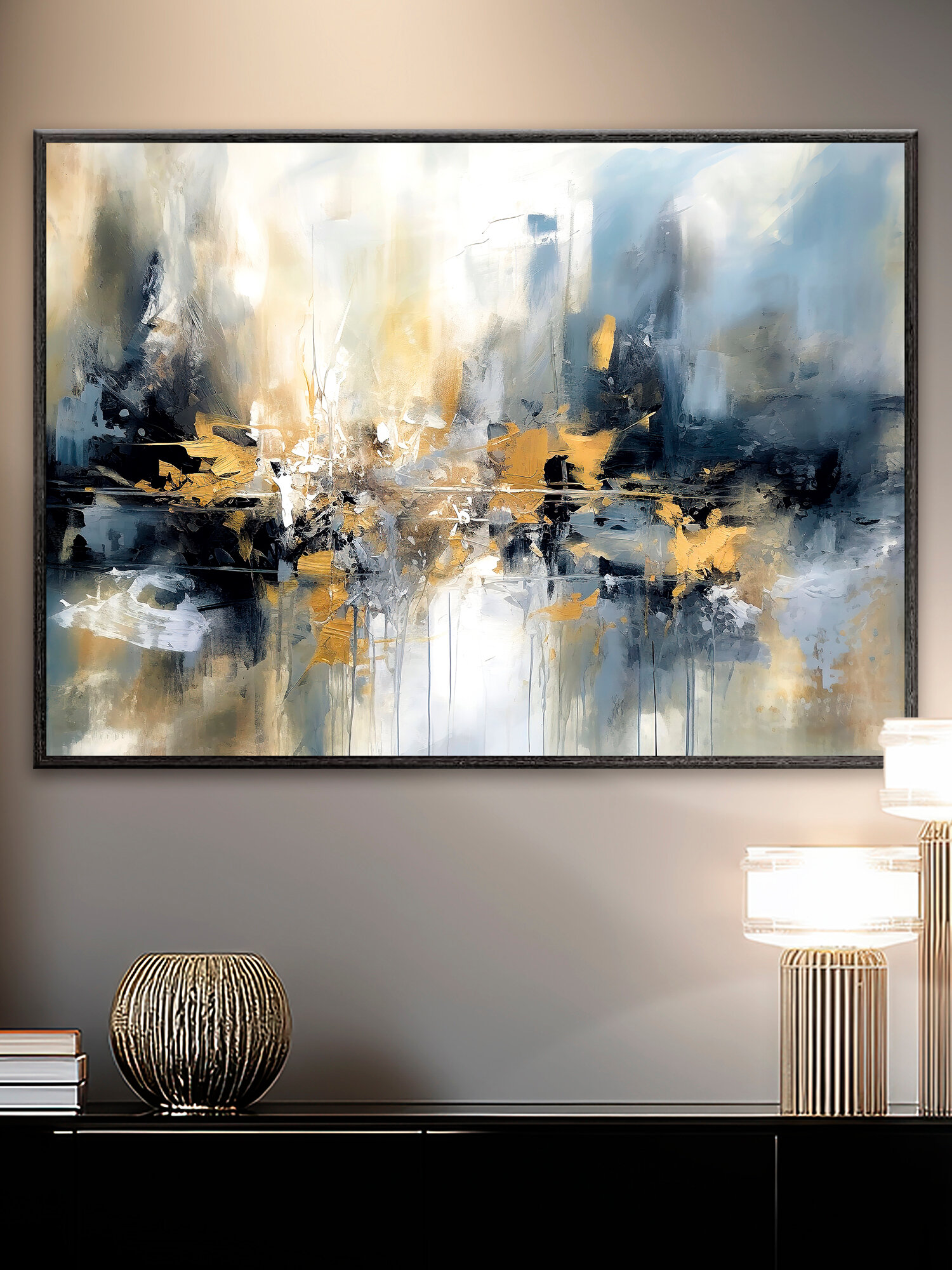 Картина "город рассвета" 73х53 см - интерьерная картина в раме, горизонтальная, на бумаге Арт Хаус