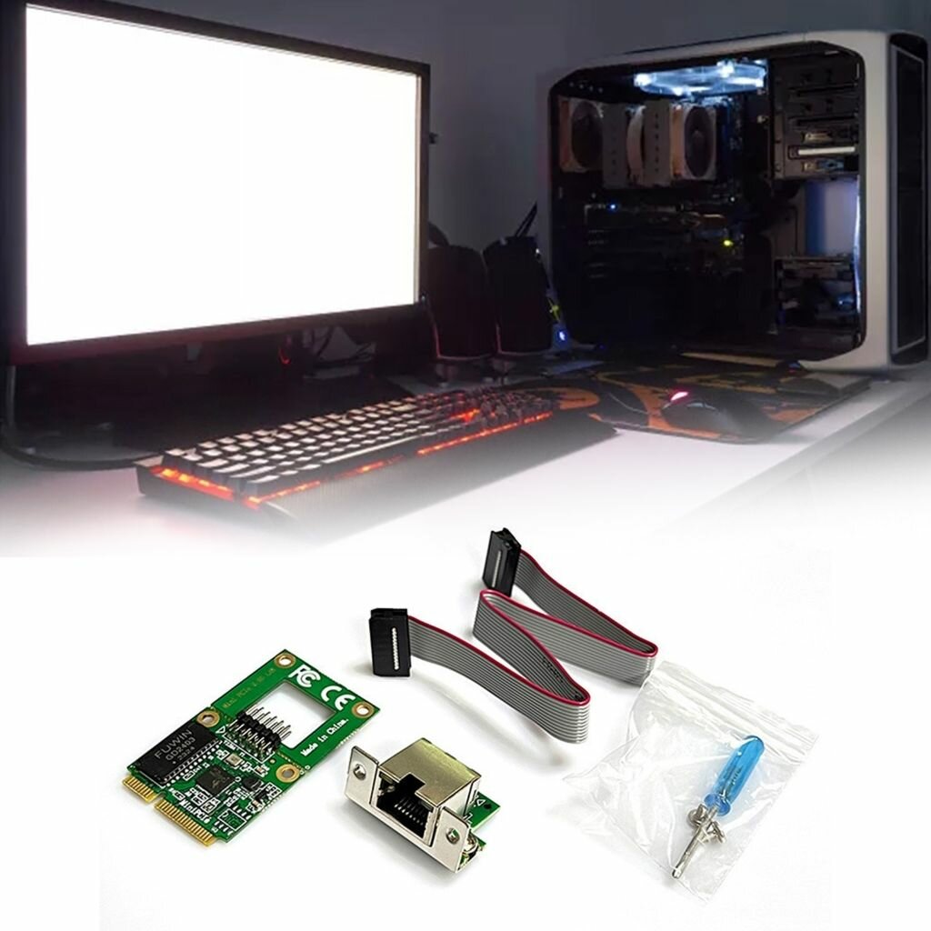 RTL8125B Серверный адаптер Gigabit Ethernet Mini Pcie 2,5Gigabit Card 10/100/1000M/2,5Gbps Самоадаптирующийся