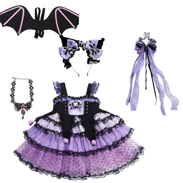 Костюм Sanrio на Хэллоуин, платье принцессы Куроми Лолиты, рождественский детский костюм, комплект пачки, милое платье для девочек, Размер: 110 см, 12,5-15 кг