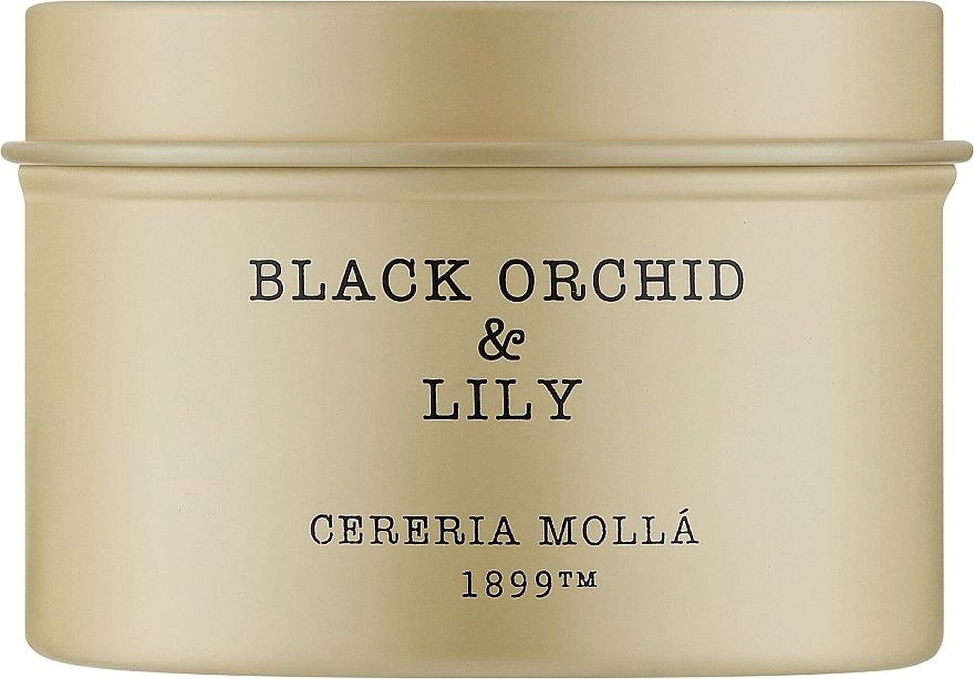 Ароматическая свеча Cereria Molla Black Orchid & Lily-1063706 в металлическом футляре, 90 г цвет бежевый
