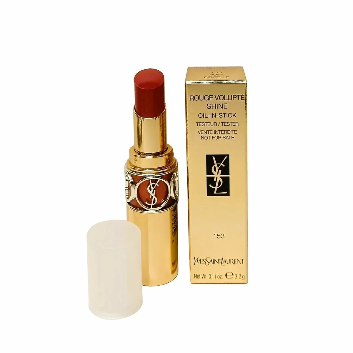 Помада-блеск для губ Yves Saint Laurent ROUGE VOLUPTE SHINE 3.2мл 9, Nude sheer Тестер прозрачный колпачок