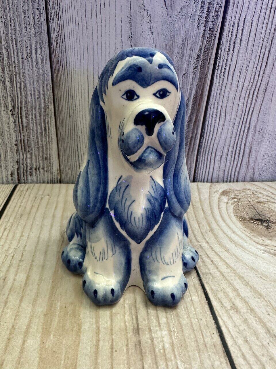 Статуэтка Собачка Гжель Фарфор винтаж