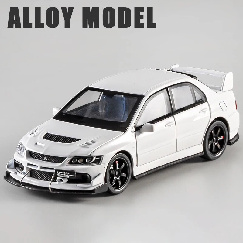 1:32 JDM Mitsubishi Lancer Evolution, модель автомобиля из сплава с мышцами, звук и свет, детская игрушка, коллекционные предметы, подарок на день рождения, Белый