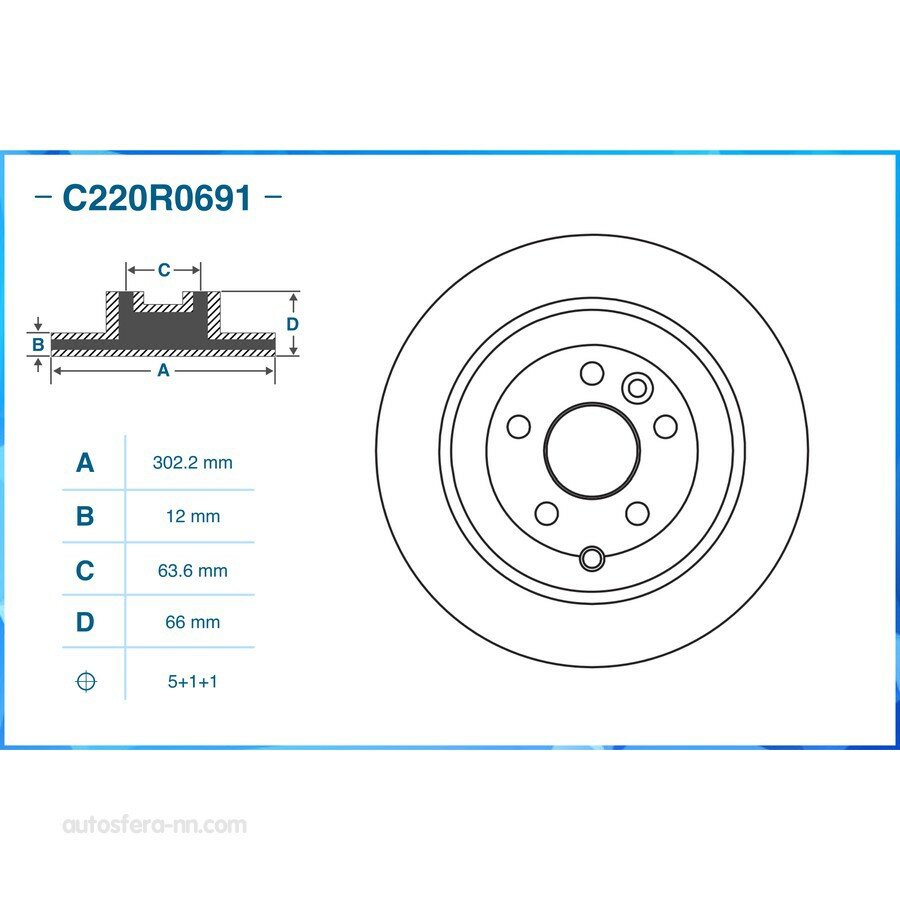 CWORKS C220R0691 Диск тормозной задний, LAND ROVER